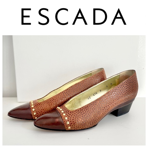 Escada | Shoes | Escada Classic Pumps With Gold Detailing On Toe And ...